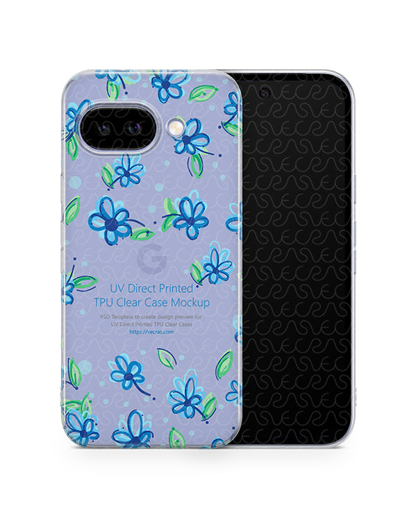 Google Pixel 9a (GTF7P) 2025 | UV TPU Clear Mockup Template — VecRas