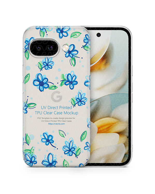 Google Pixel 9a (GTF7P) 2025 | UV TPU Clear Mockup Template — VecRas