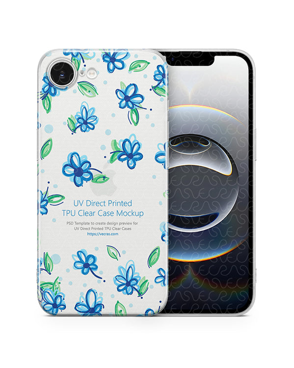 iPhone 16e (A3212) 2025 | UV TPU Clear Mockup Template — VecRas