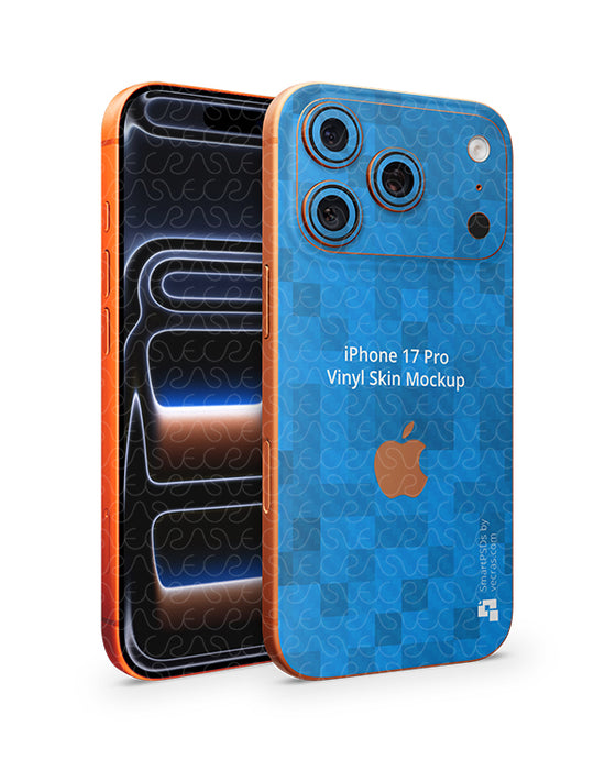 Apple iPhone 17 Pro Mobile Skin Design Mockup PSD Template Angled — VecRas