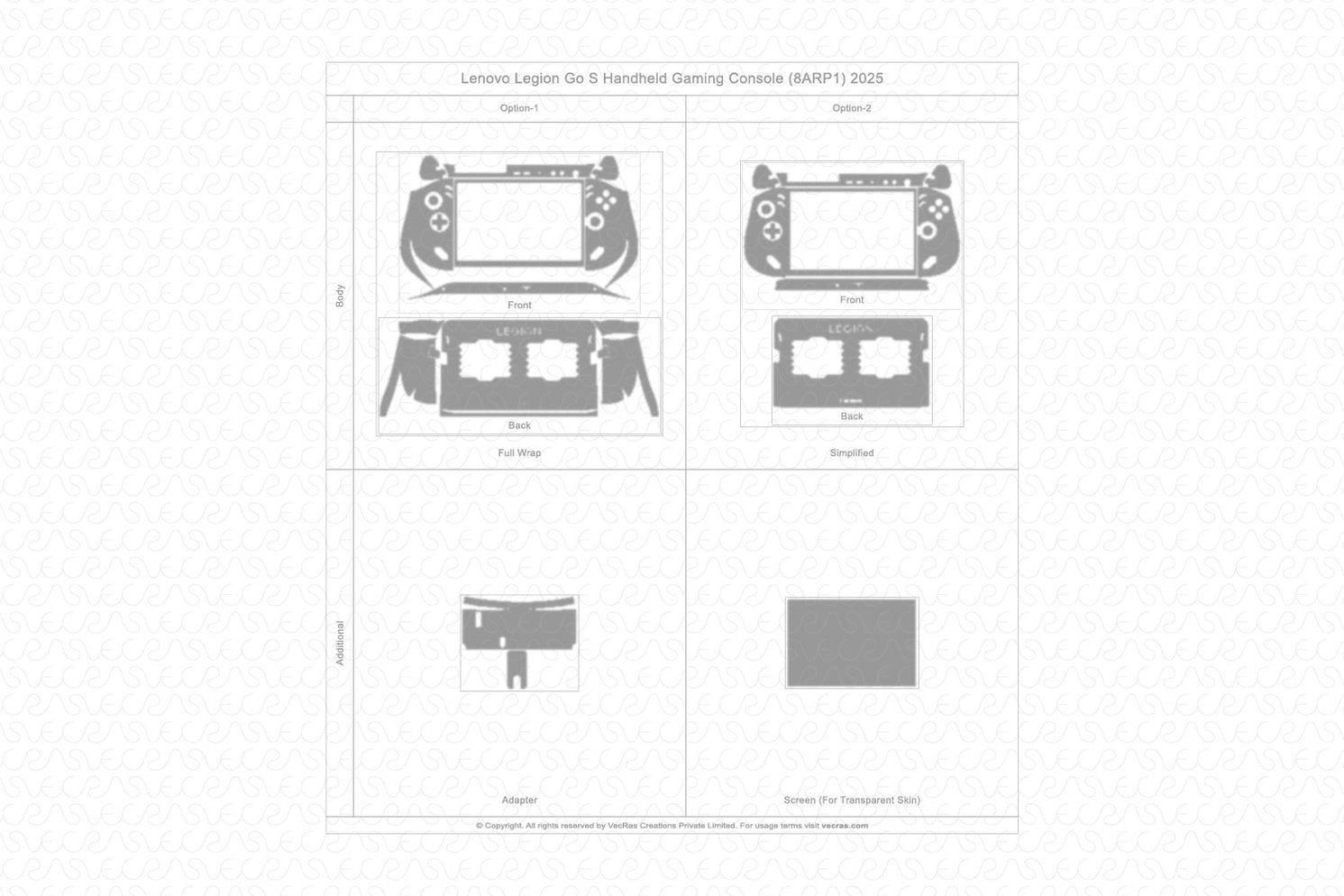 Lenovo Legion Go S Handheld Gaming Console Vinyl Skin Cut File Template ...