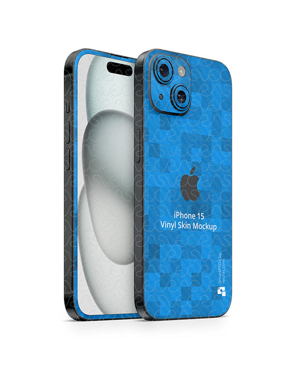 iPhone 15 (2023) PSD Skin Mockup Template Angled — VecRas