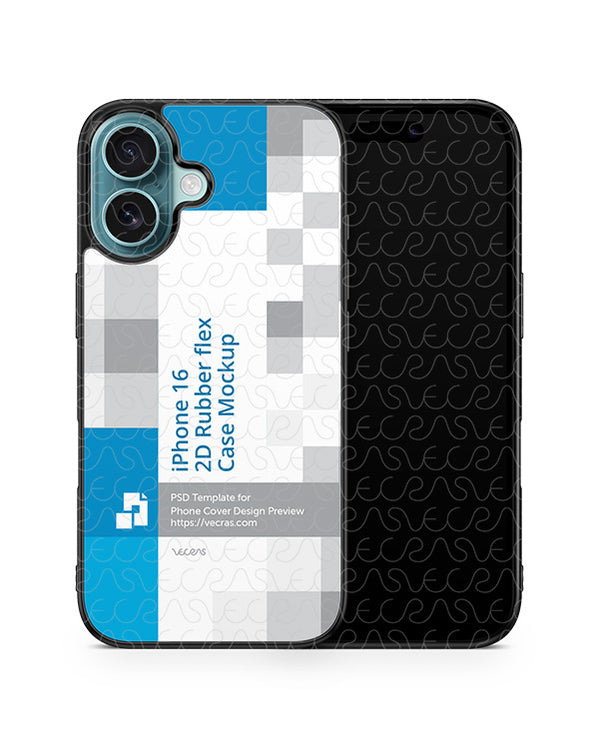 iPhone 16 (2024) 2d Rubber Flex Case Design Mockup — VecRas