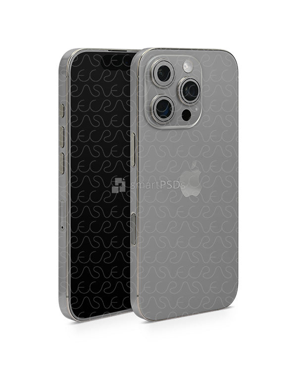 iPhone 16 Pro (2024) PSD Skin Mockup Template Angled — VecRas