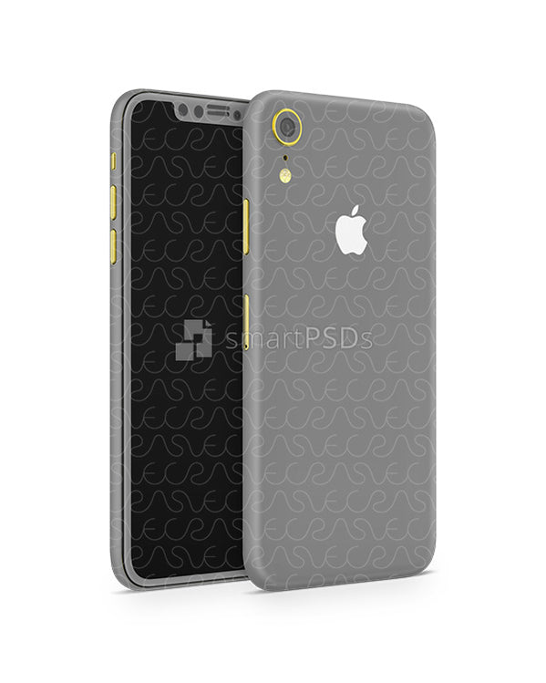 Apple iPhone XR Vinyl Skin Design Mockup 2018 (Front-Back Angled) — VecRas