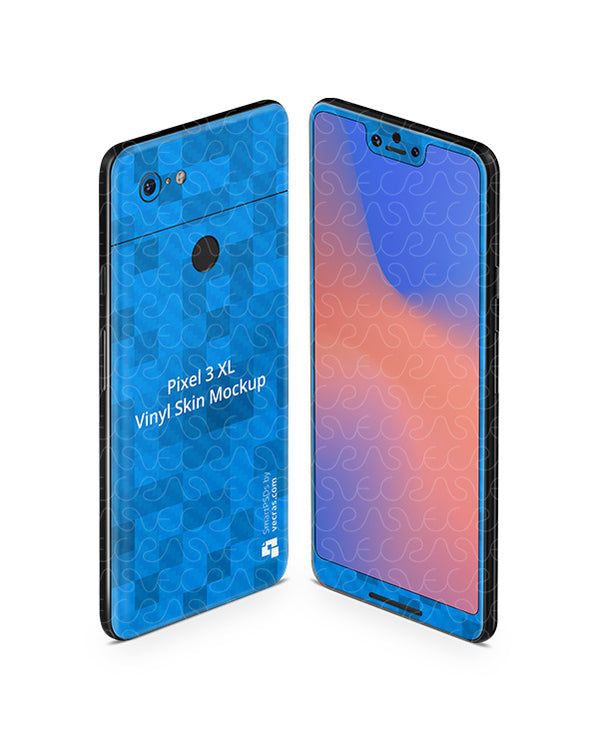 Google Pixel 3 XL Vinyl Skin Design Mockup 2018 (Front-Back Angled ...
