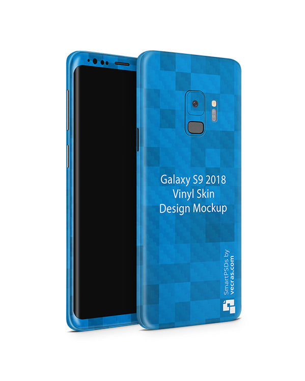 Samsung Galaxy S9 Vinyl Skin Design Mockup 2018 (Front-Back Angled ...