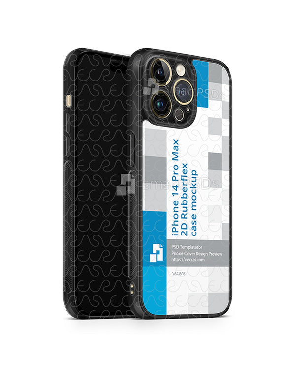 iPhone 14 Pro Max (2022) 2d Rubber Flex Case Design Mockup (Angled ...