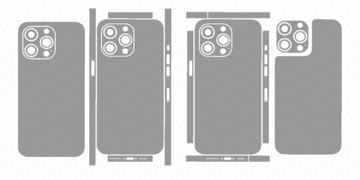 Most Precise iPhone 14 Pro Max Skin CutFile Vector Template Full Wrap ...