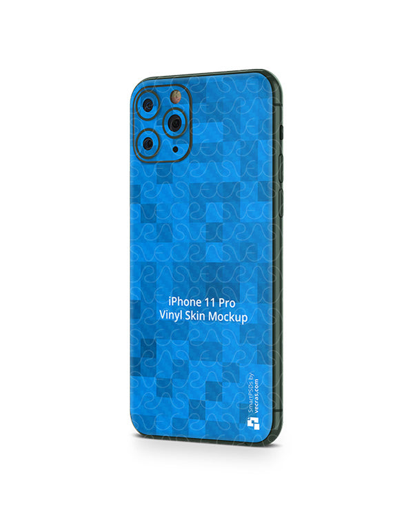 iPhone 11 Pro (2019) PSD Skin Mockup Template (Angled) — VecRas