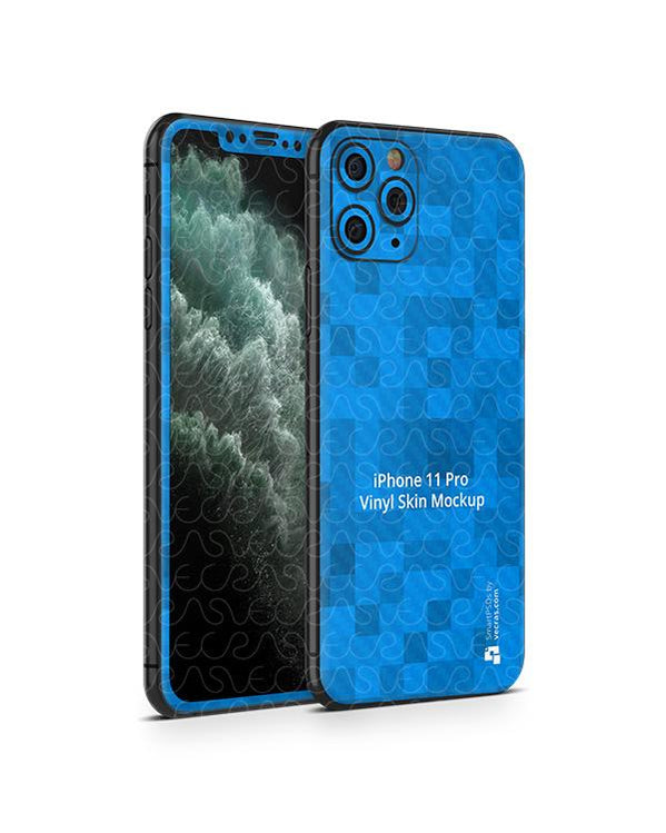 iPhone 11 Pro (2019) PSD Skin Mockup Template (Left-Angled) — VecRas