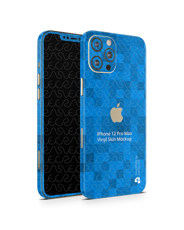iPhone 12 Pro Max (2020) PSD Skin Mockup Template (Angled) — VecRas