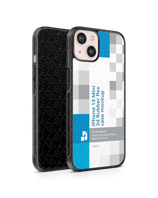 iPhone 13 Mini (2021) 2d Rubber Flex Case Design Mockup (Angled) — VecRas