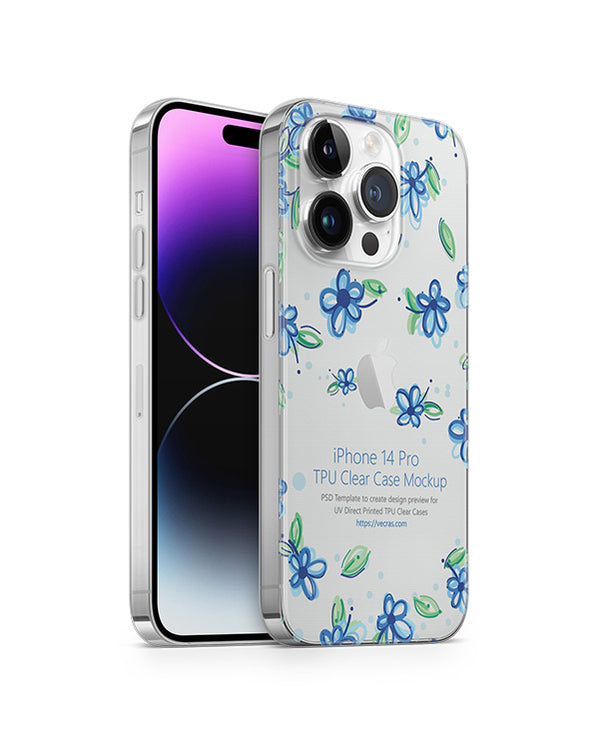 iPhone 14 Pro (2022) TPU Clear Case Mockup (Angled) — VecRas