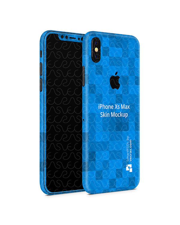 Apple iPhone Xs Max Vinyl Skin Design Mockup (Front-Back Angled) — VecRas
